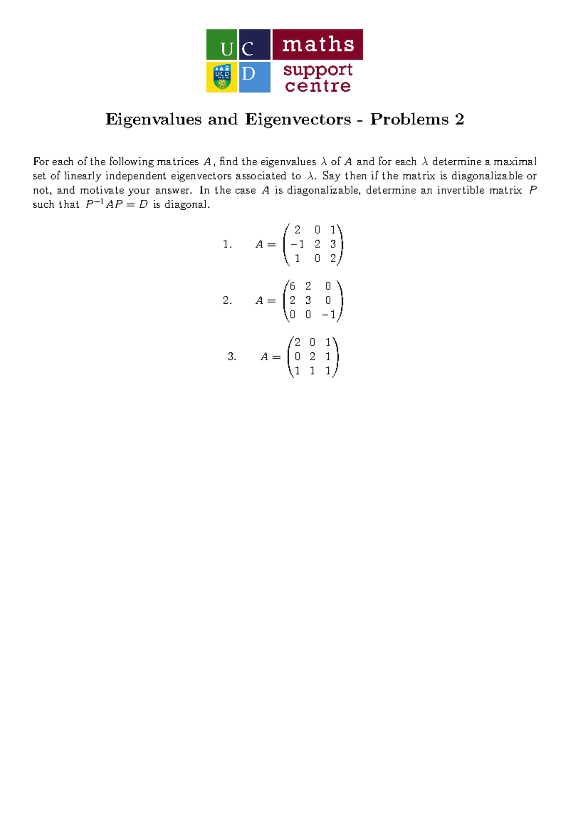 Eigenvalues And Eigenvectors Problems 2 Eigenvalues And Eigenvectors