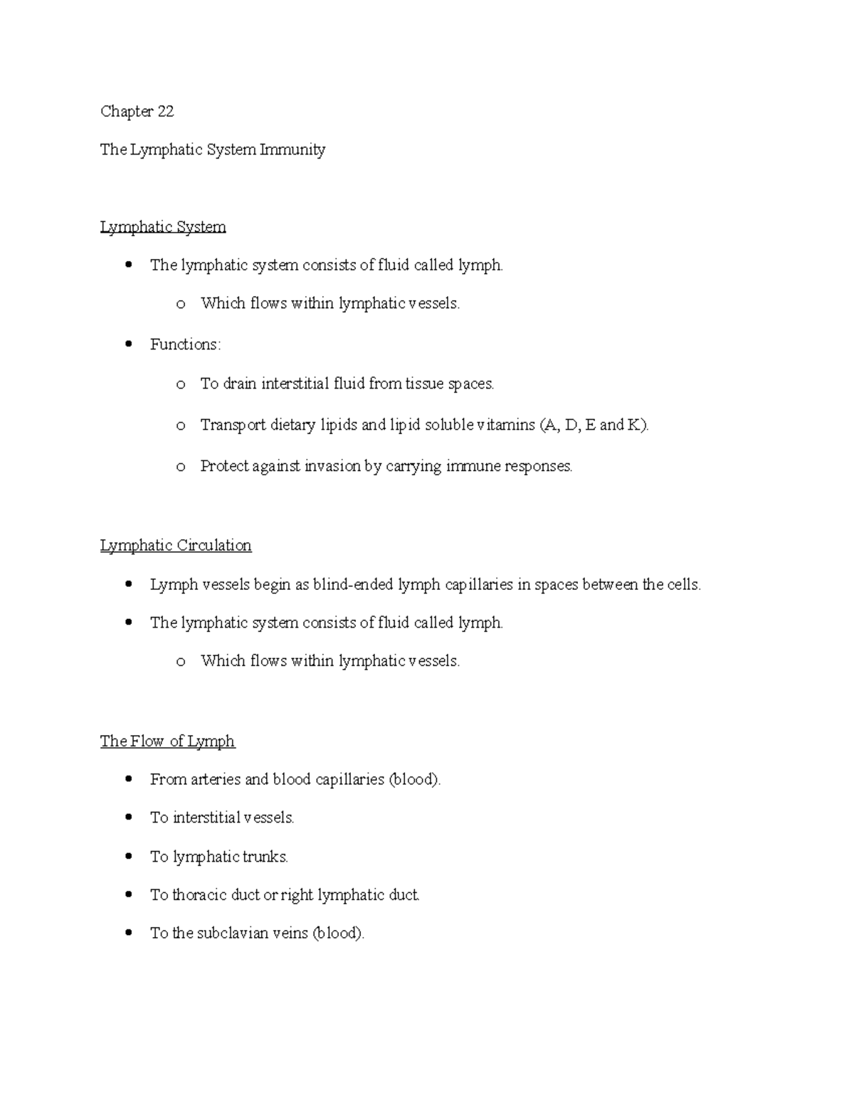 Chapter 22 - Chapter 22 The Lymphatic System Immunity Lymphatic System ...