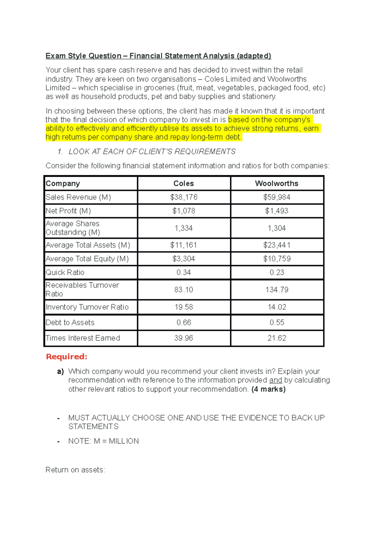 Tutorial 5 FSA Exam Style Question - Exam Style Question – Financial ...