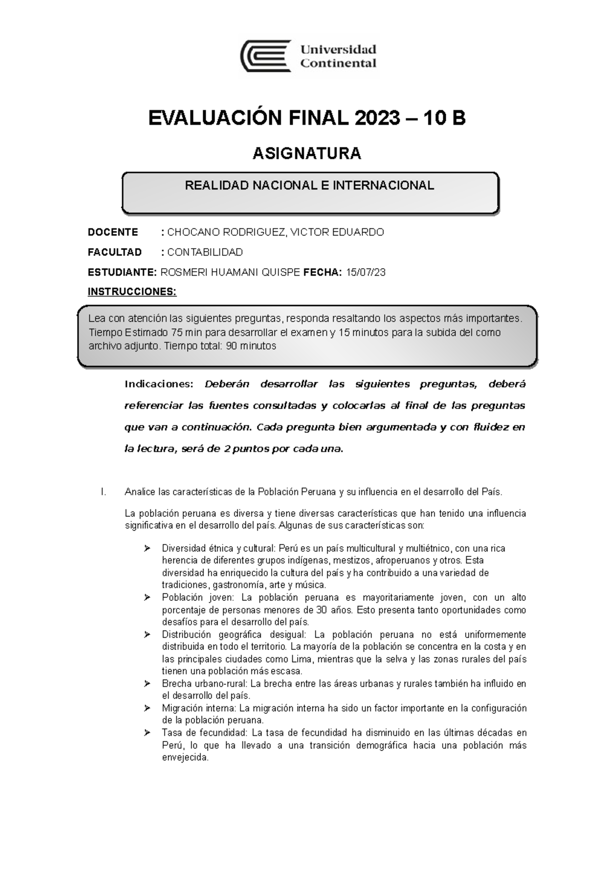 Consigna Evaluacion Final Realidad Nacional e Internacional 2023-10B1 - EVALUACIÓN FINAL 2023 ...