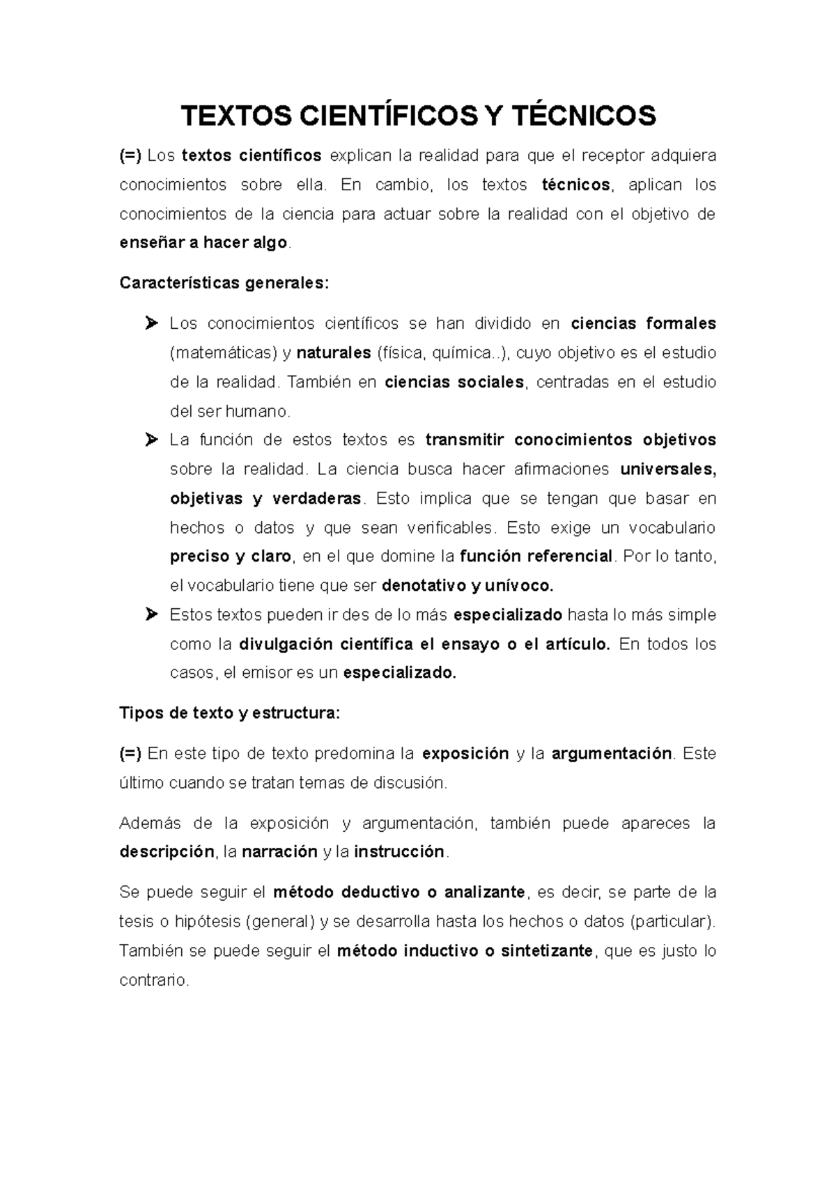 Textos Científicos Y Técnicos - TEXTOS CIENTÍFICOS Y TÉCNICOS (=) Los ...