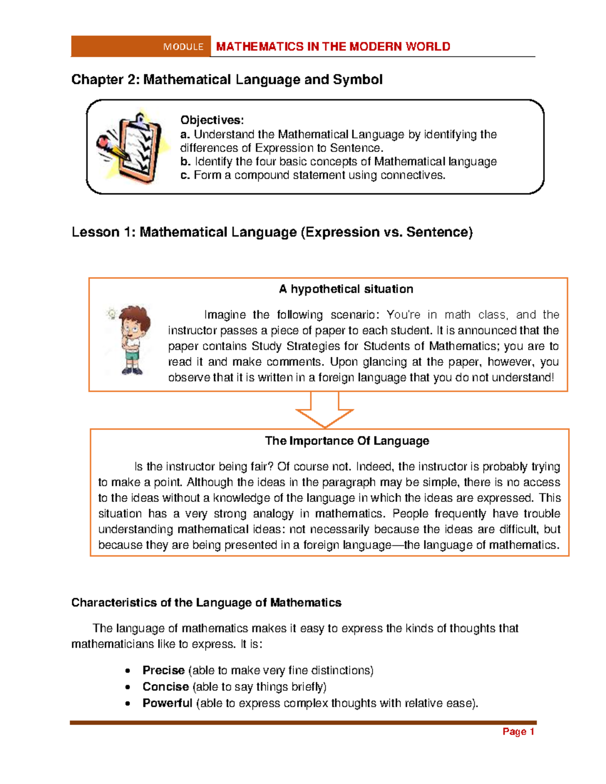 Chapter 2- Mathematical Language - Understand the Mathematical Language ...