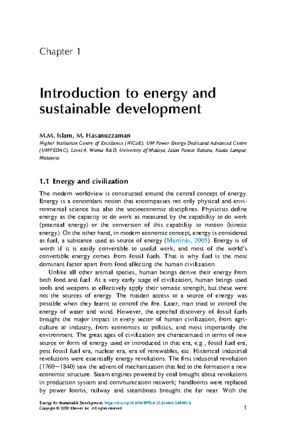 Energy - Chapter in book - Chapter 1 Introduction to energy and ...