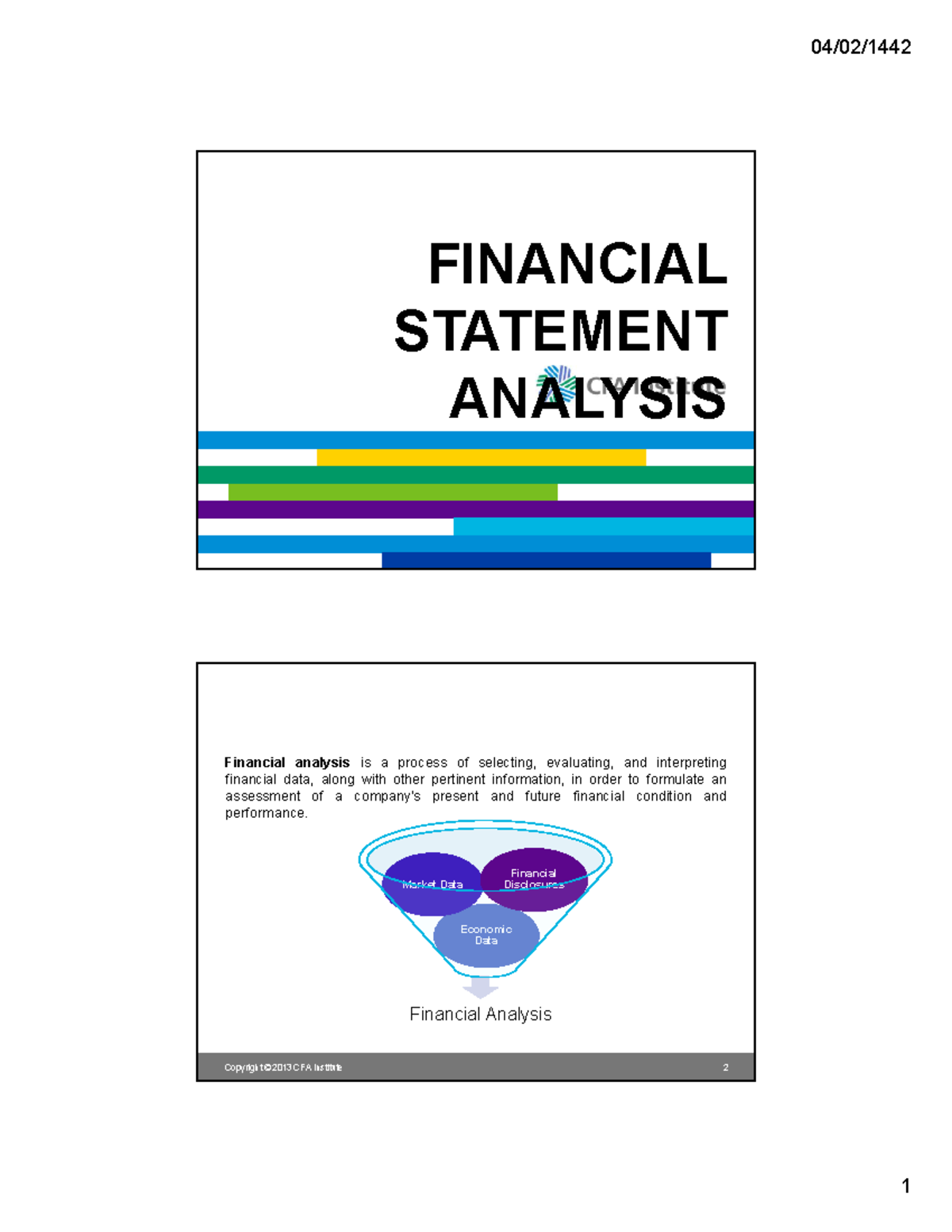 FS Analysis - for reference - FINANCIAL STATEMENT ANALYSIS Financial ...