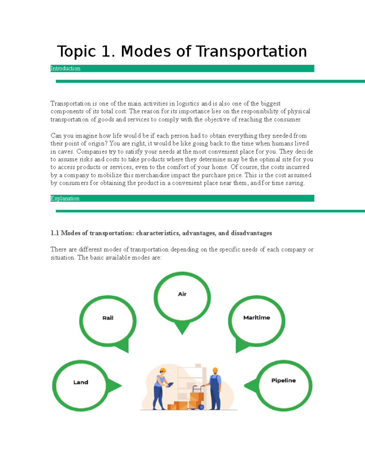 Topic 1 Modes of Transportation - Topic 1. Modes of Transportation ...