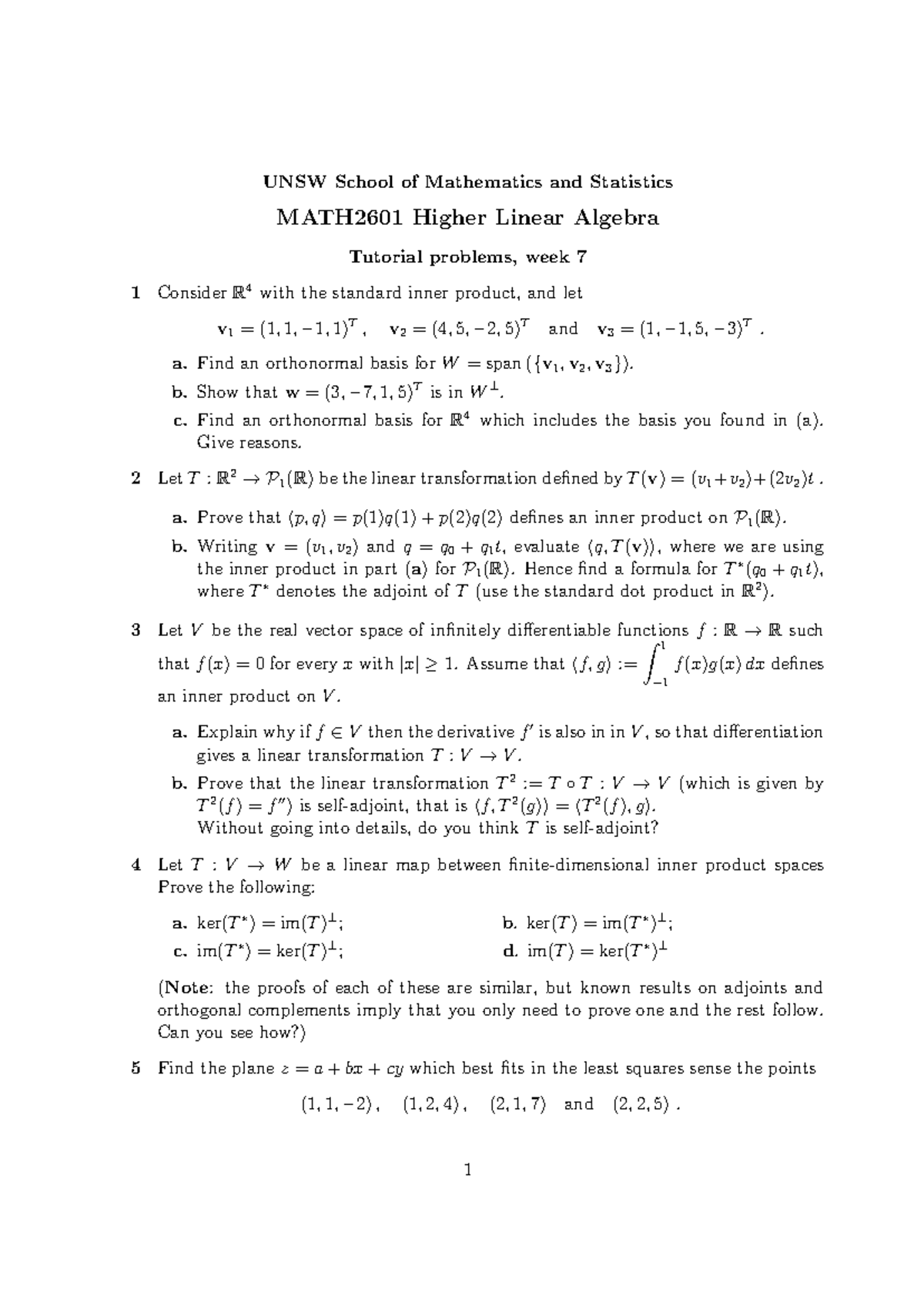 Tutorial 07 - Inner product spaces can this please let me submit - UNSW School of Mathematics ...