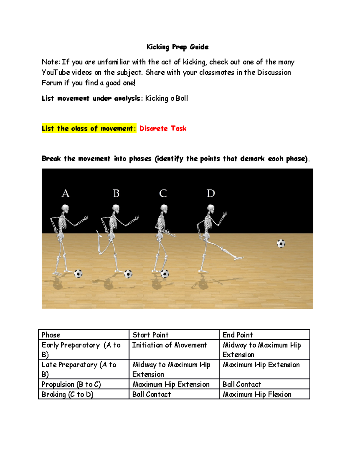 Kicking Prep Guide - CSUN kinesiology kin 300 notes - Kicking Prep ...