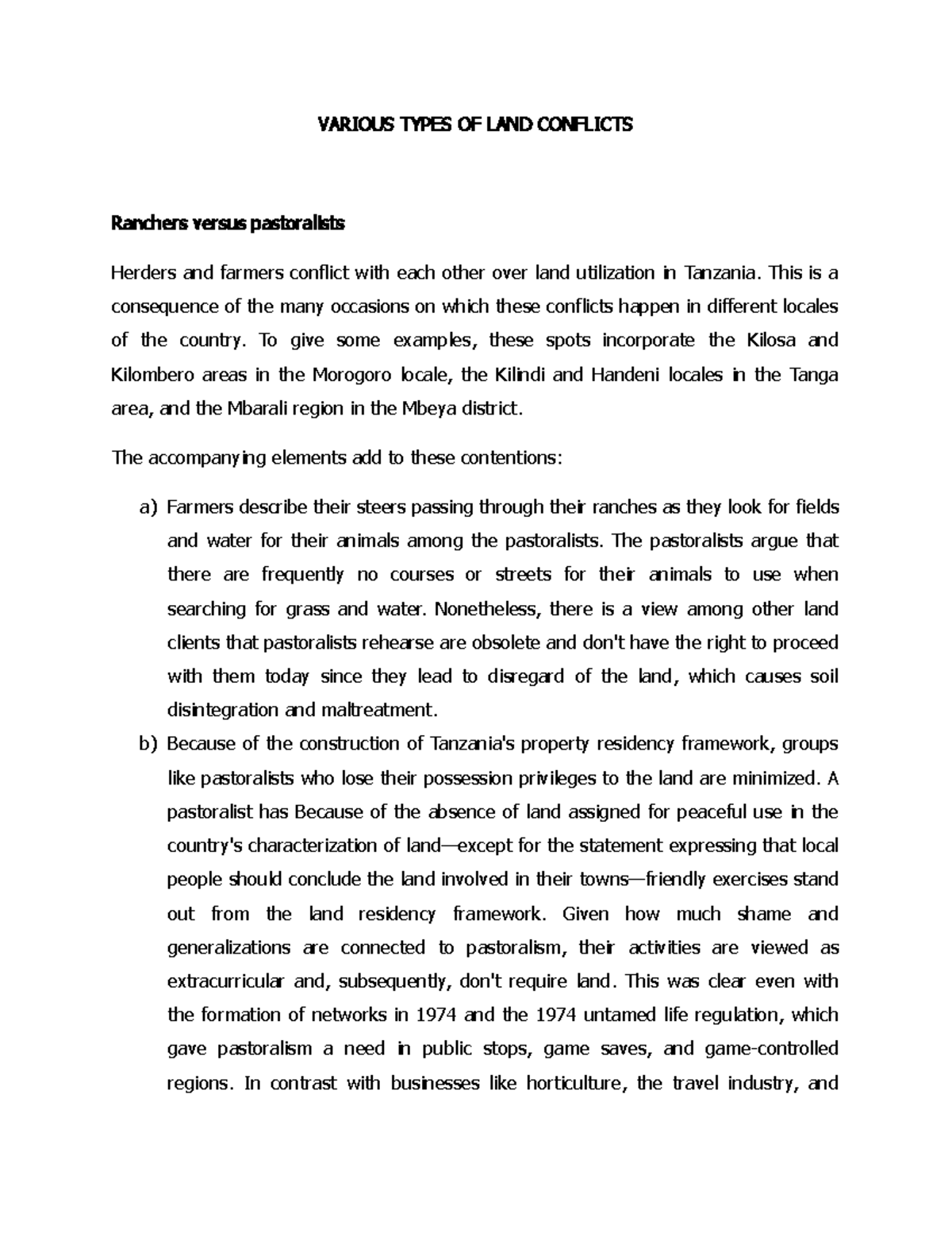 Various Types OF LAND Conflicts - VARIOUS TYPES OF LAND CONFLICTS ...