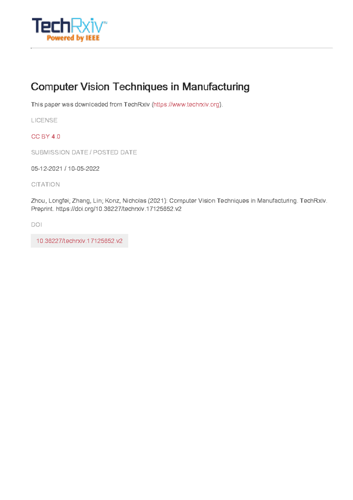 2022 Computer Vision Techniques in Manufacturing - Computer Vision ...