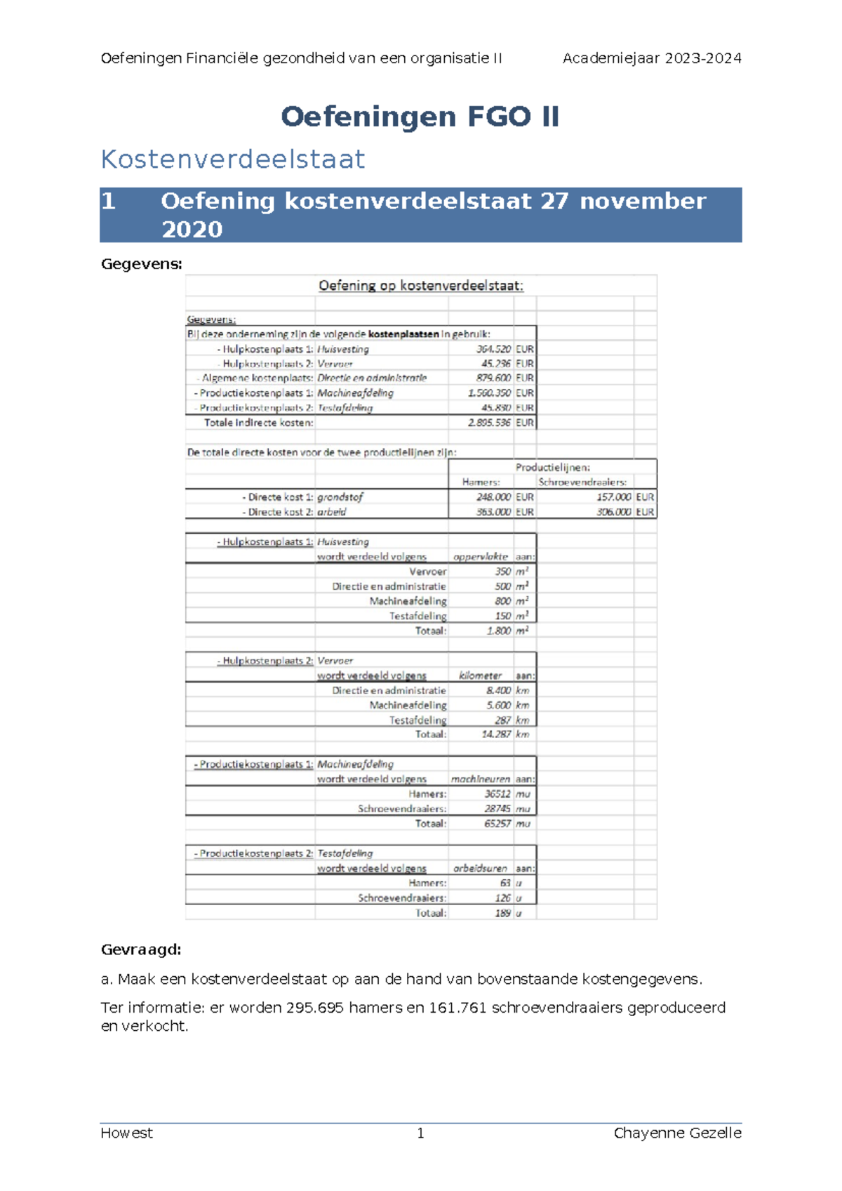 Oef Financiële Gezondheid van een Organisatie II - Oefeningen FGO II ...