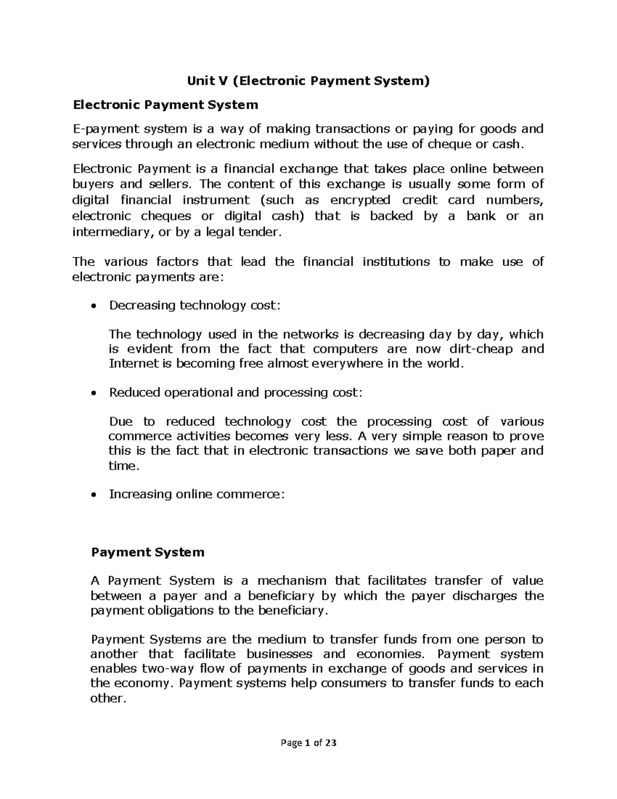 Unit V (Electronic Payment System) - Unit V (Electronic Payment System) Electronic Payment ...