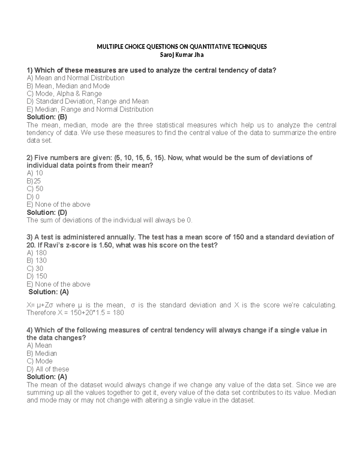 Numarical MCQ Quantitative Technique 1 - MULTIPLE CHOICE QUESTIONS ON ...