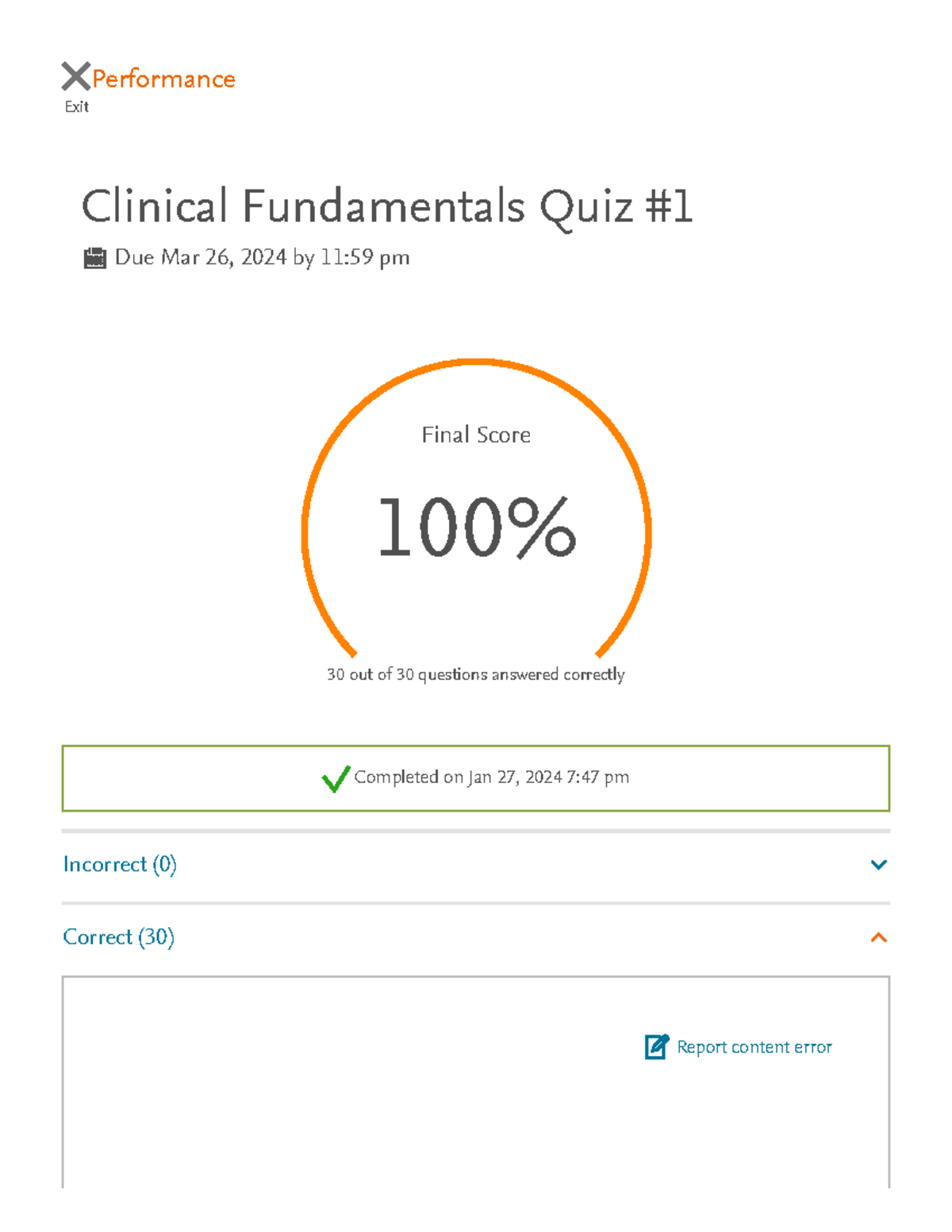 Fundamentals Quiz #1 - ALL Answers - Exit Performance Clinical ...