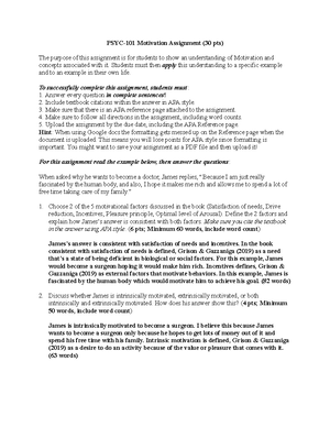 PSYC-101-Experiment Assignment - PSYC 101 – Experiment Assignment (40 pts) Students will ...