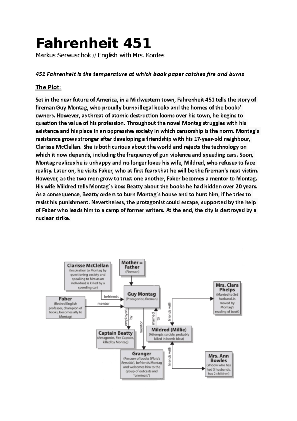 English Handout Fahrenheit 451 Grundkurs Abitur Englisch - Fahrenheit ...