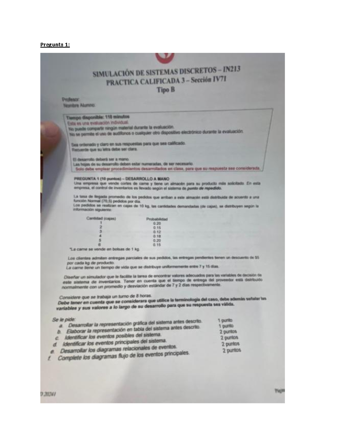 Repaso PC3 - Simu - simulacion de sistemas - Pregunta 1: Representación gráfica: Representación ...