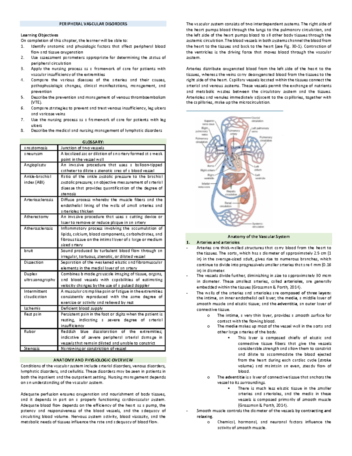 5 - Medical surgical nursing - PERIPHERAL VASCULAR DISORDERS Learning ...