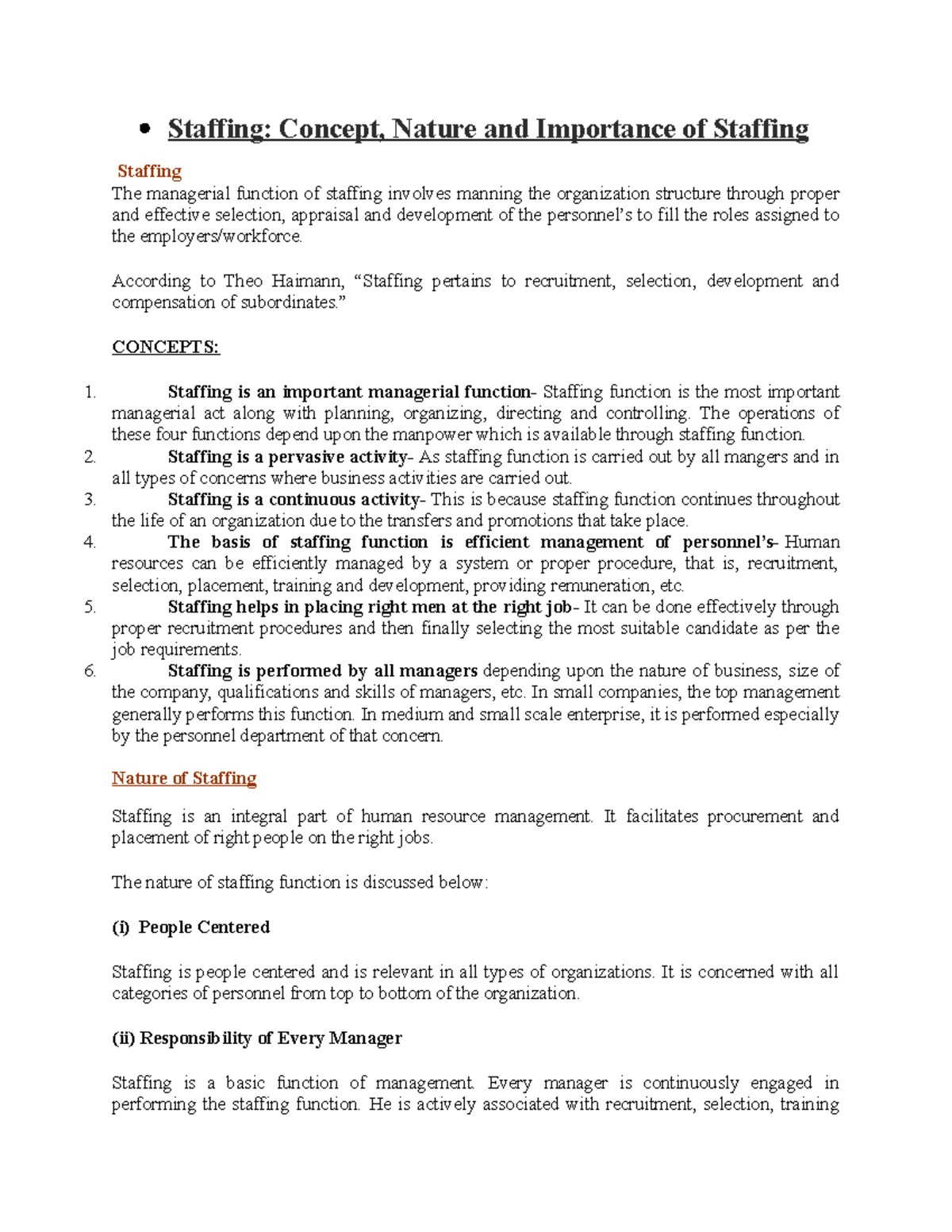 Staffing meaning & importance - Staffing: Concept, Nature and ...