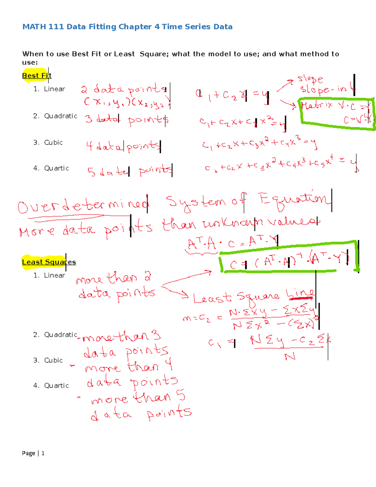 Data Fitting Chapter 4 Time Series Data - The variations are caculated ...