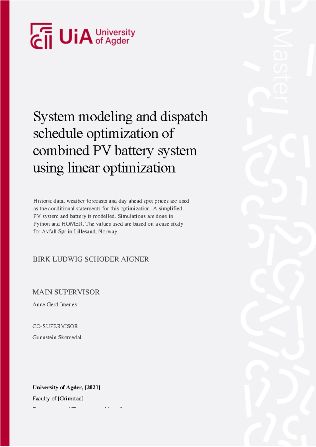 BTP report - ABH - System modeling and dispatch schedule optimization of combined PV battery ...