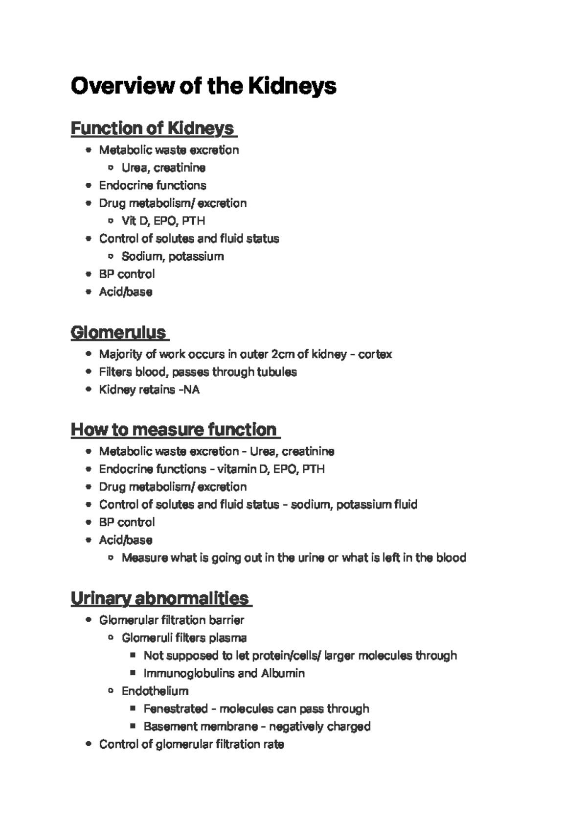 Overview of the Kidneys - O ve r v i e w o f t h e K i d n ey s ...