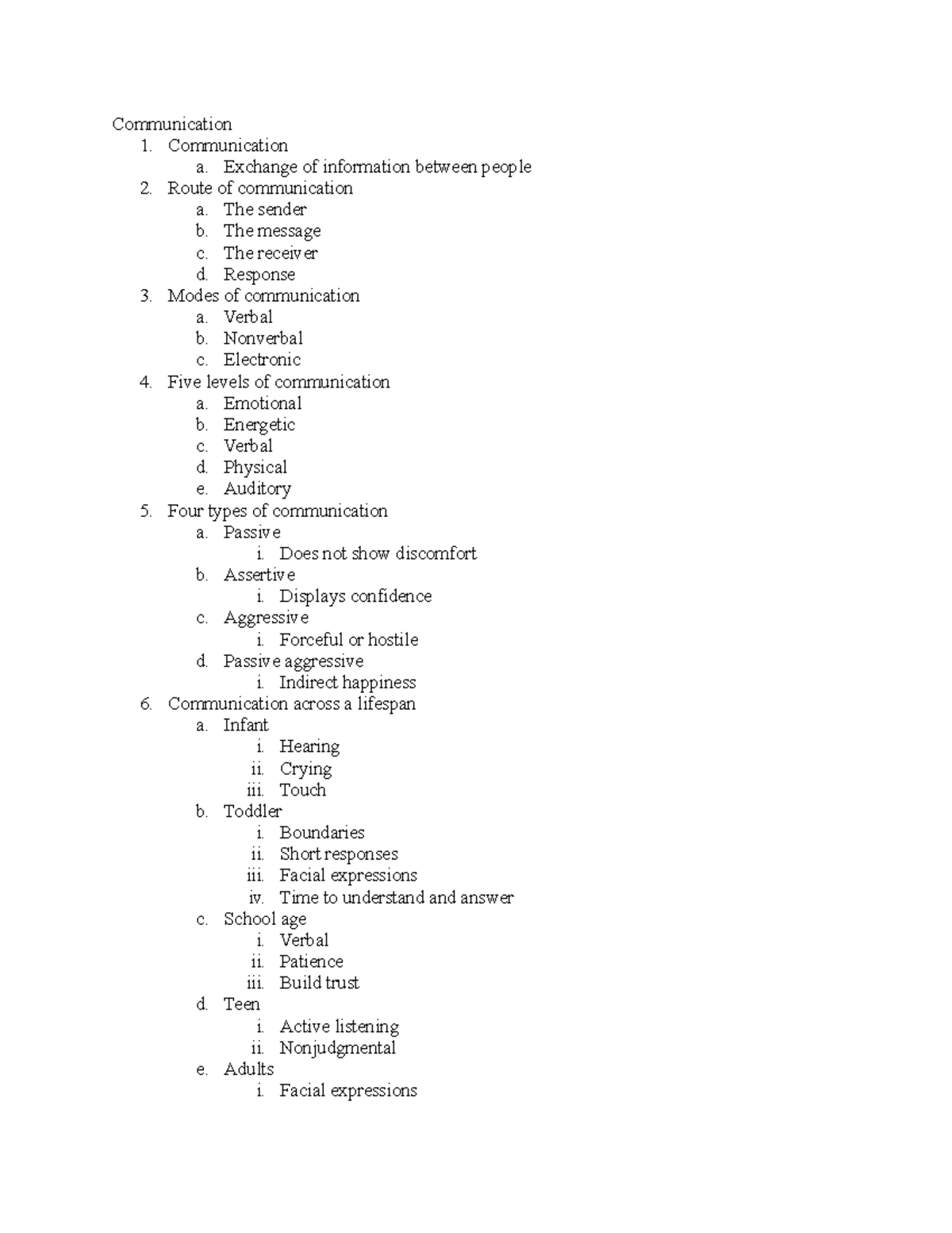 Communication study guide - Communication 1. Communication a. Exchange ...