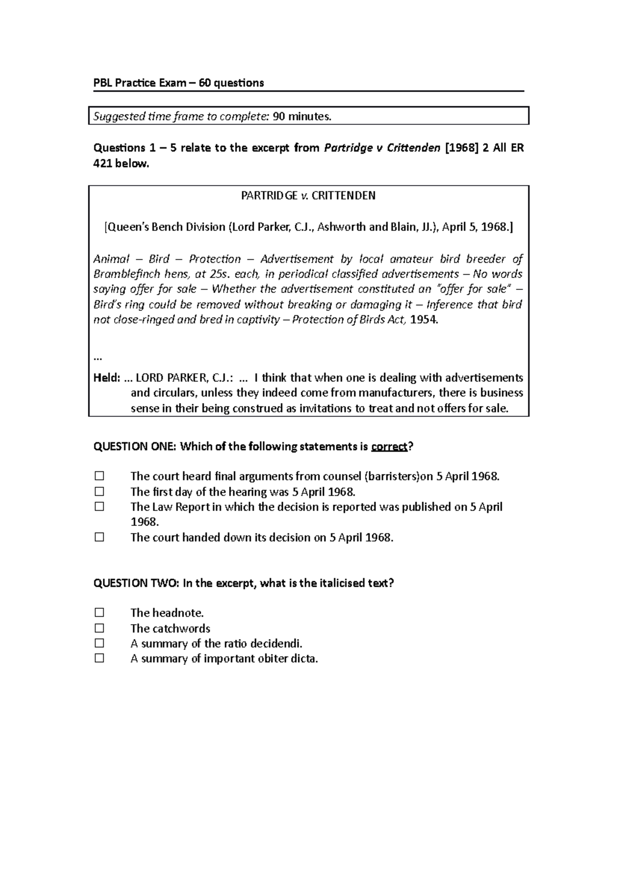 2020 Practice Exam - PBL Practice Exam – 60 questions Suggested time ...