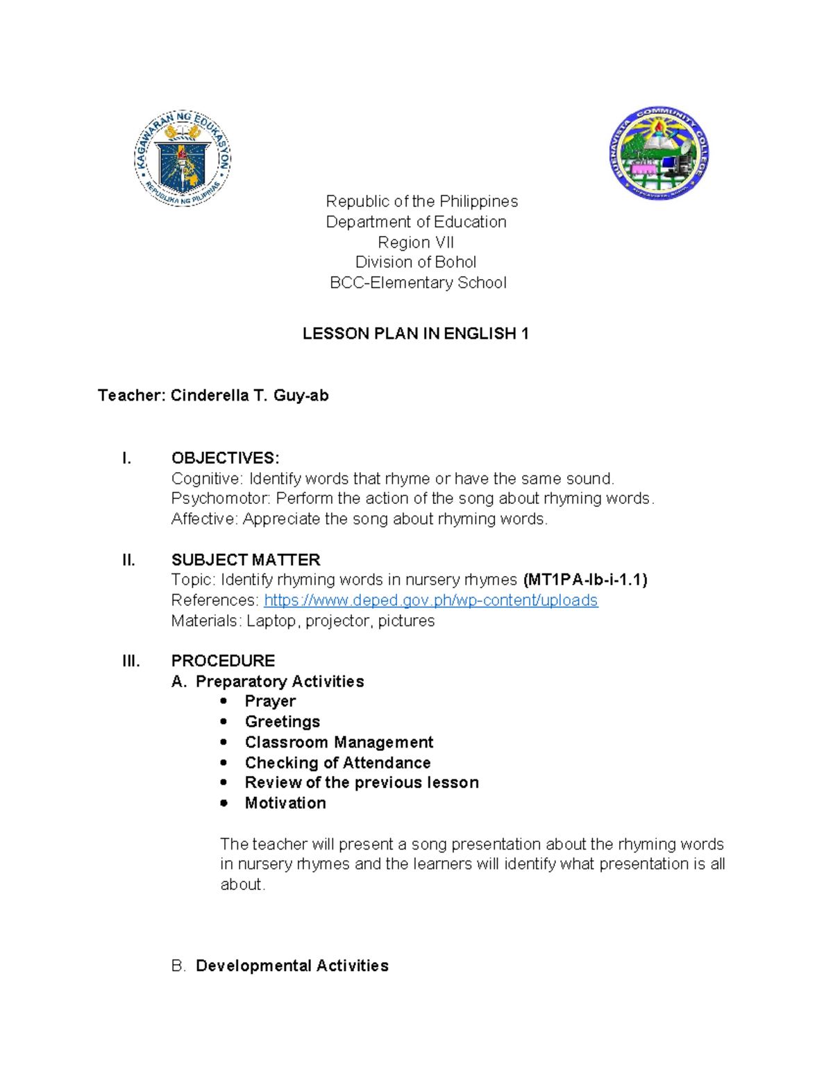 Republic of the Philippines MTB - Republic of the Philippines ...