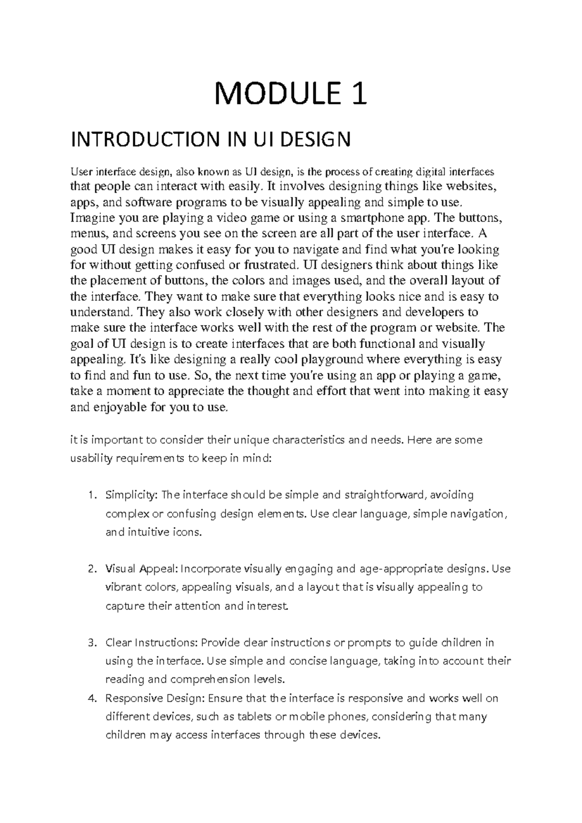 User interface design notes mca ece cse it helps students... - MODULE 1 ...