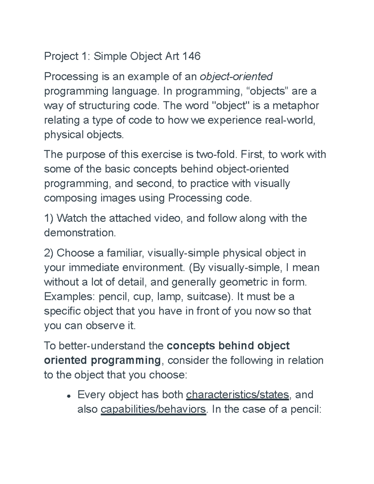Project 1 Simple Object Art 146 - Project 1: Simple Object Art 146 ...