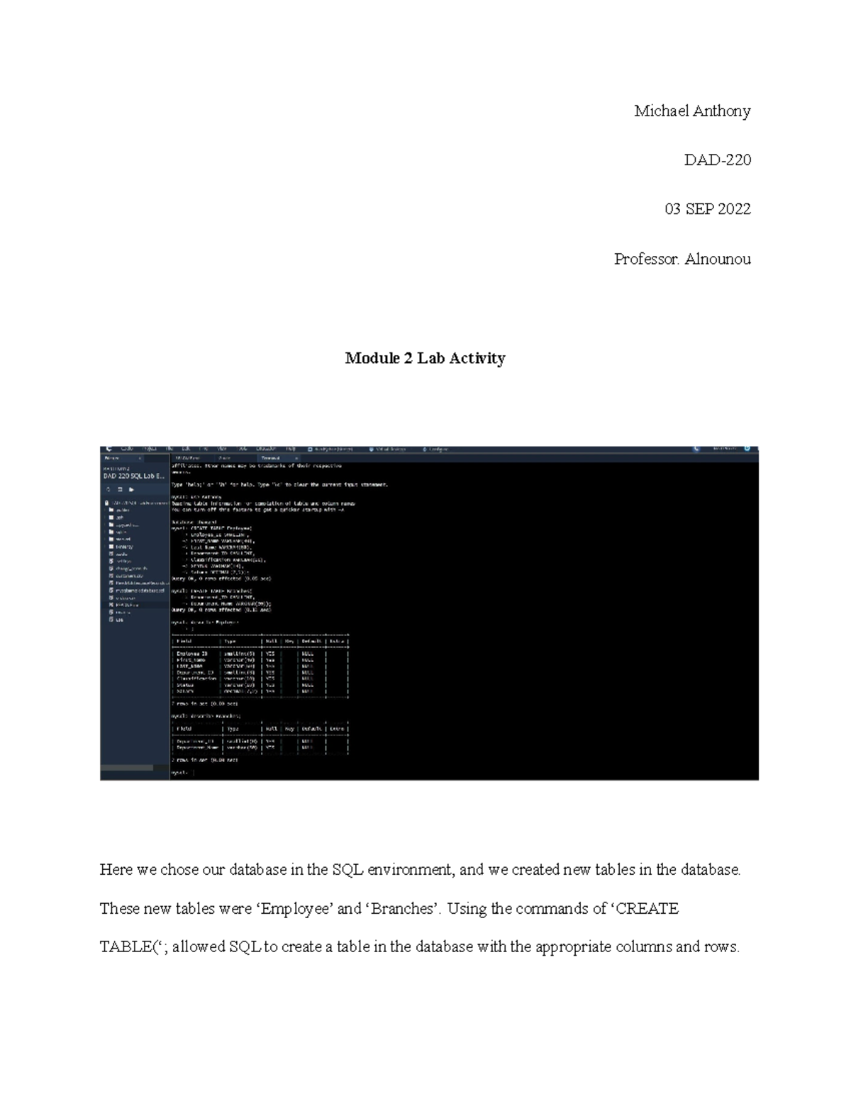 Anthony DAD-220 MOD 2 LAB Final - Michael Anthony DAD- 03 SEP 2022 ...