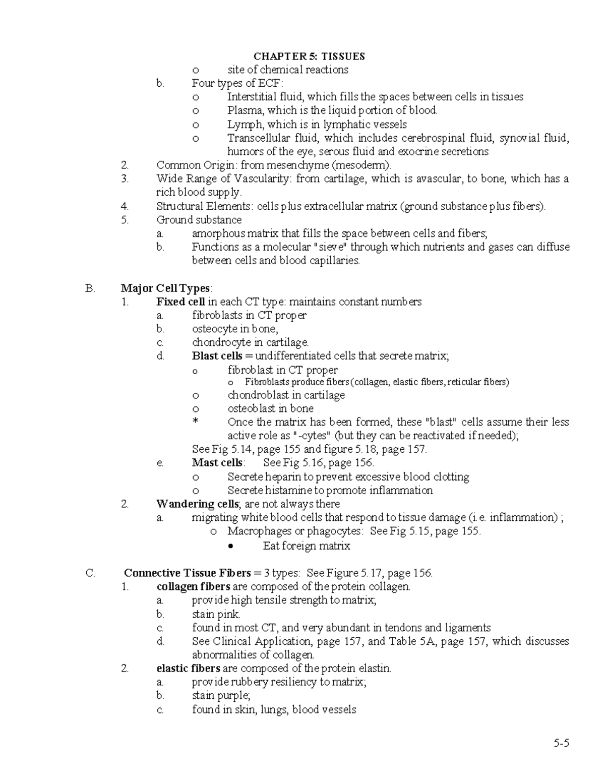 Chapter 5 Tissues notes (dragged) 5 - CHAPTER 5: TISSUES 5- o site of ...