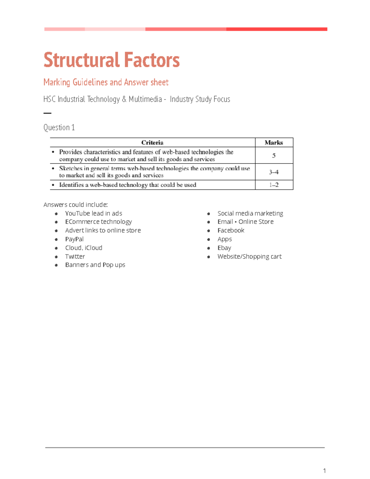 Structural Factors (Marking Guideline) - Structural Factors Marking ...