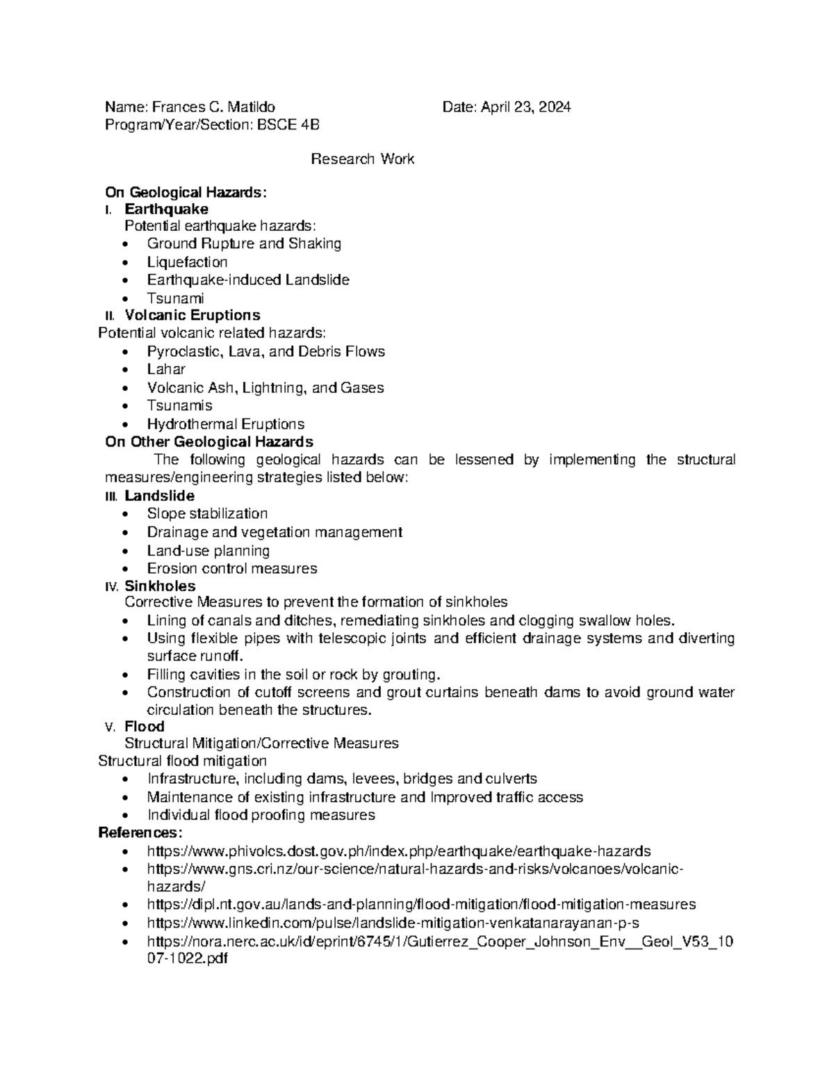 Research about Hazard - Name: Frances C. Matildo Date: April 23, 2024 ...