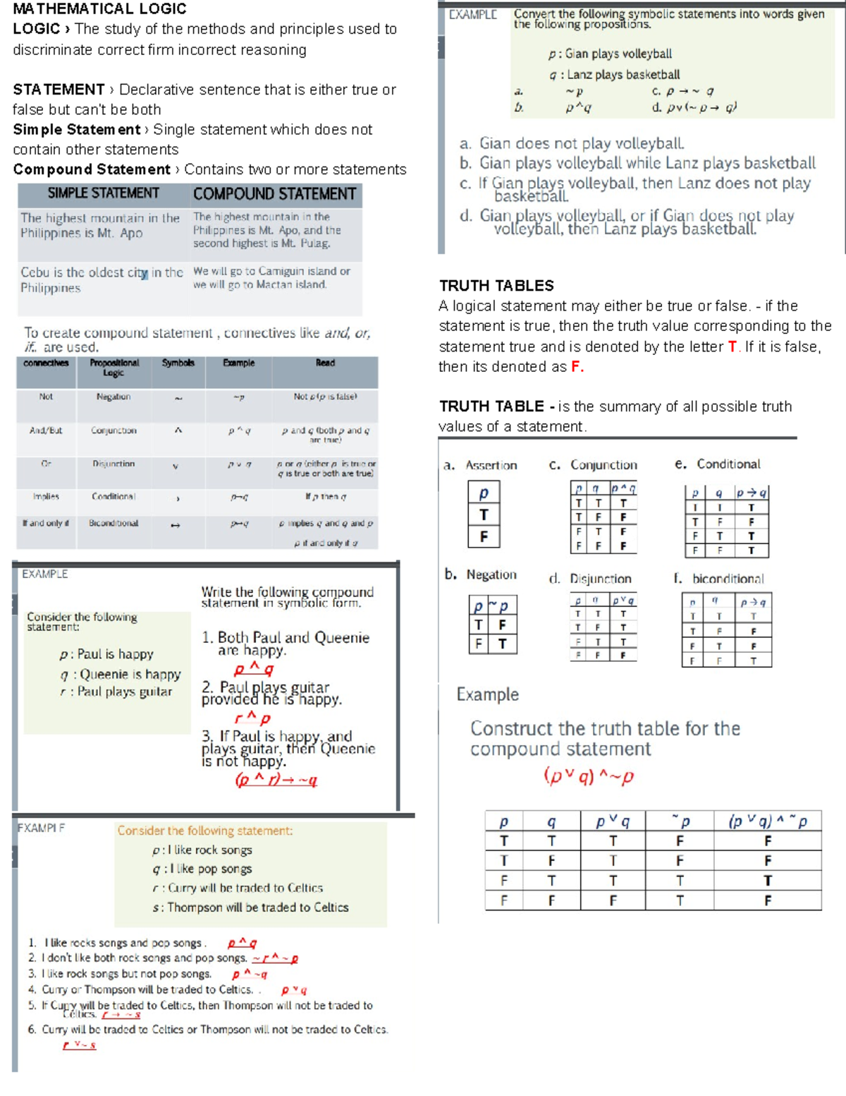 MMW Prelim- Midterm - Yati - MATHEMATICAL LOGIC LOGIC › The study of the methods and principles ...