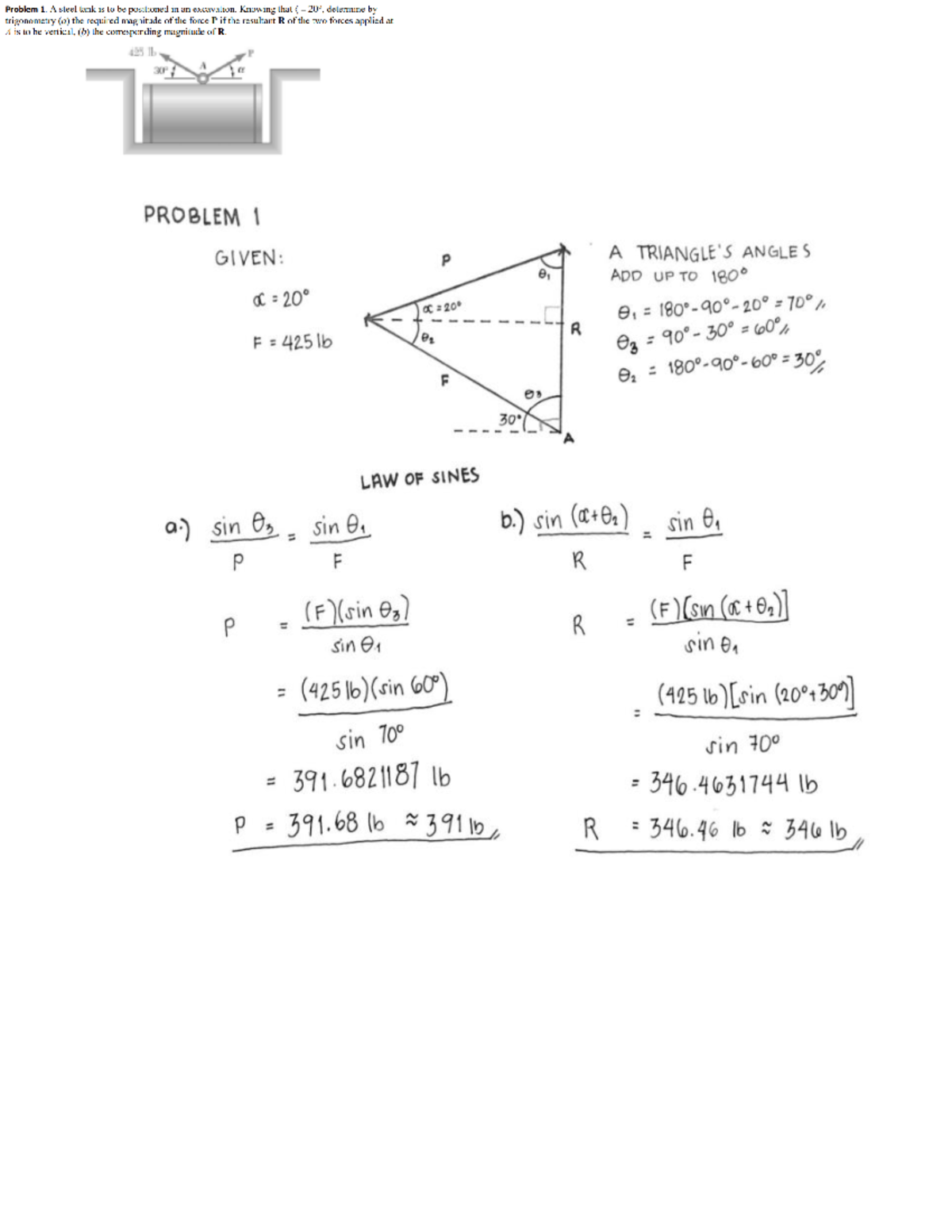Resultants of Force Using Triangle Rule - Question and Answer - Statics ...