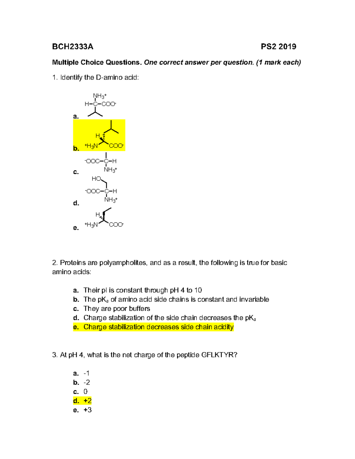 PS 2 Answer Key v2 - Pb set - BCH2333 - uOttawa - Studocu