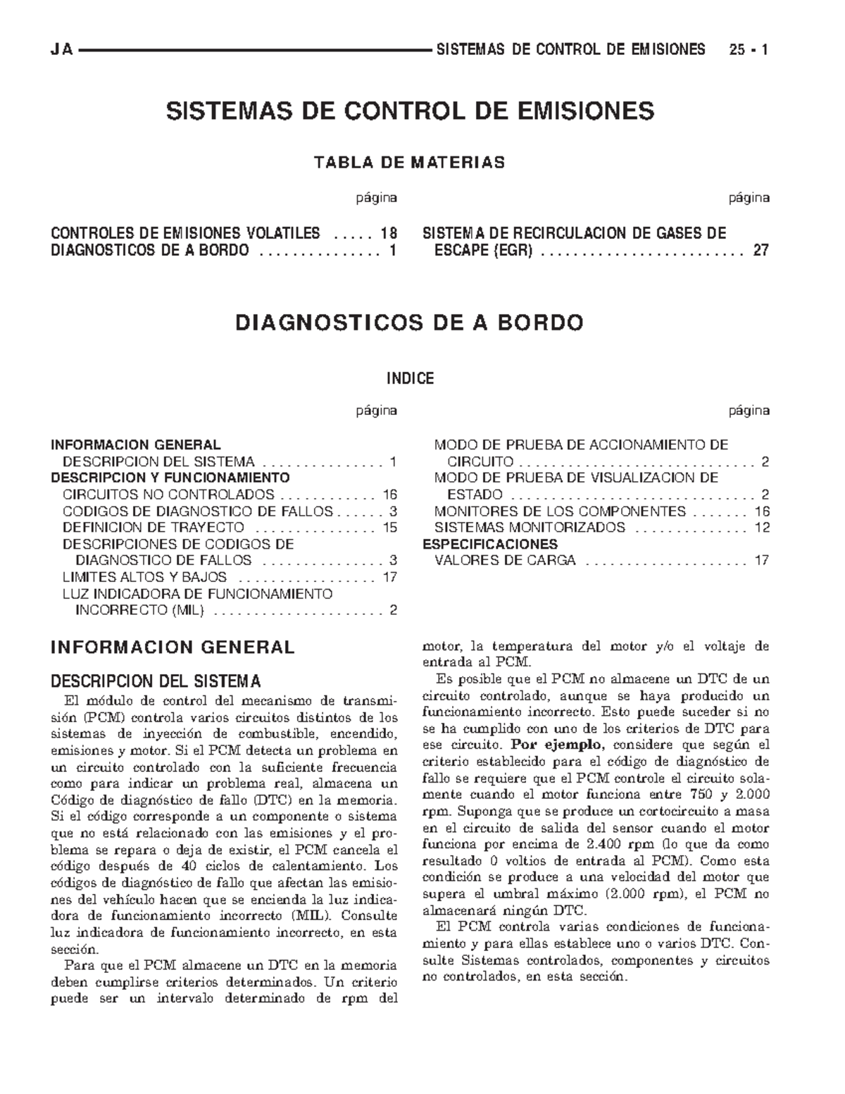 Sistemas DE Control DE Emisiones - SISTEMAS DE CONTROL DE EMISIONES TABLA DE M AT ERI AS pa ́ ...