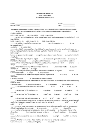 Physics for Engineers IM4 - DEGREE PROGRAM Bachelor of Science in ...