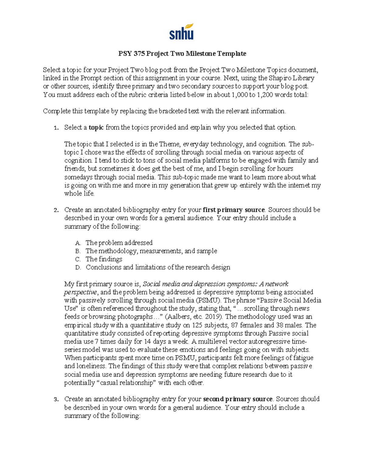 PSY 375 Project Two Milestone Complete - PSY 375 Project Two Milestone ...