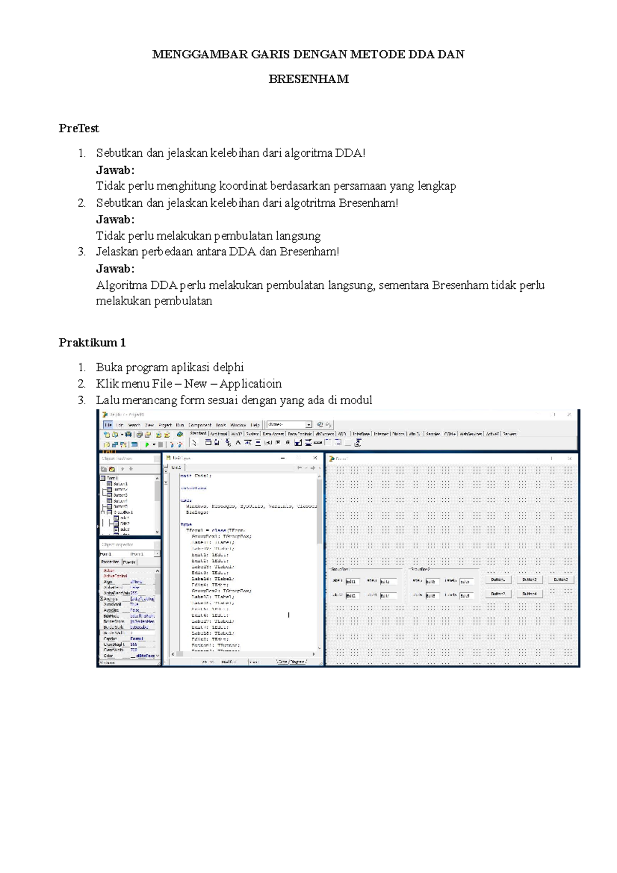 Delphi Menggambar Garis dengan DDA dan Bresenham - MENGGAMBAR GARIS DENGAN METODE DDA DAN ...
