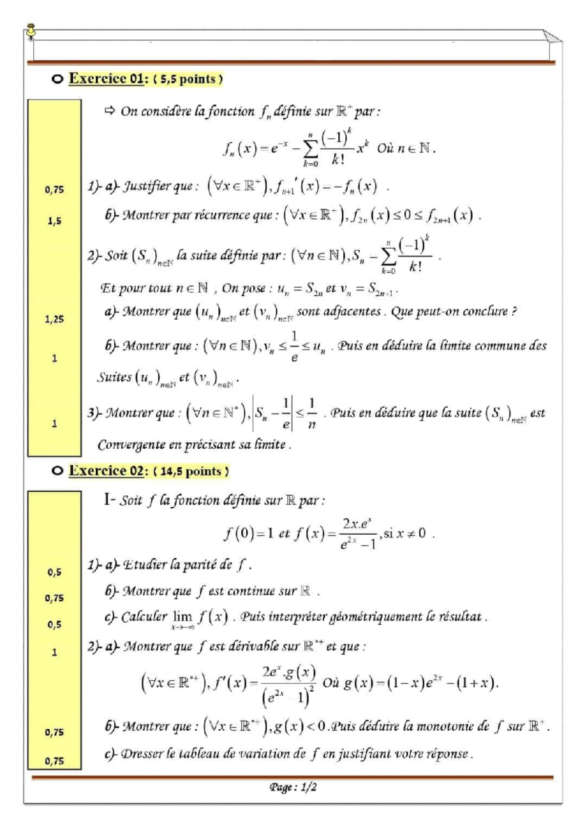 Math Exercice Analyse Suite numérique 1 - maths - Studocu
