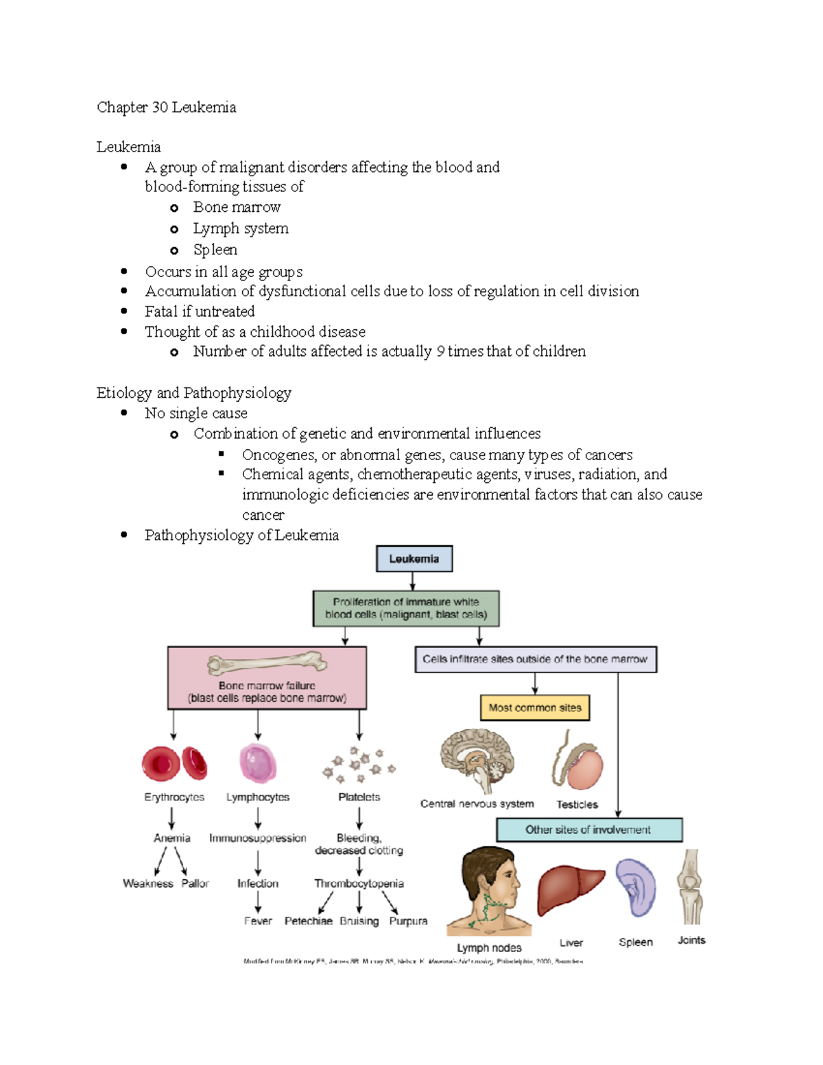 Chapter 30 Leukemia - lecture notes - Chapter 30 Leukemia Leukemia A ...