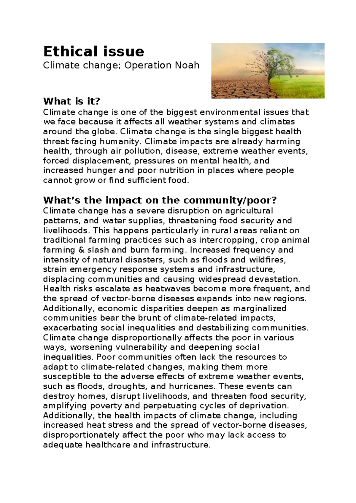 Ethical issue - climate change - Ethical issue Climate change ...