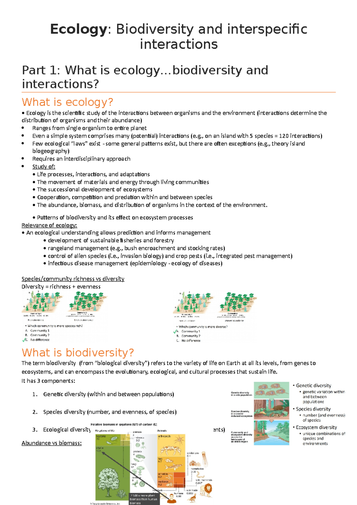 Theme e (25-28) - Ecology : Biodiversity and interspecific interactions ...