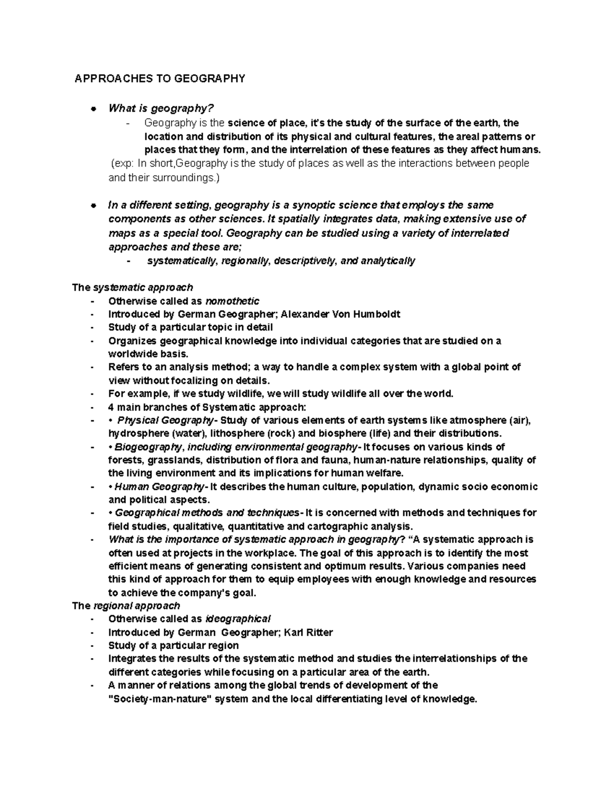 Approaches TO Geography - APPROACHES TO GEOGRAPHY What is geography ...