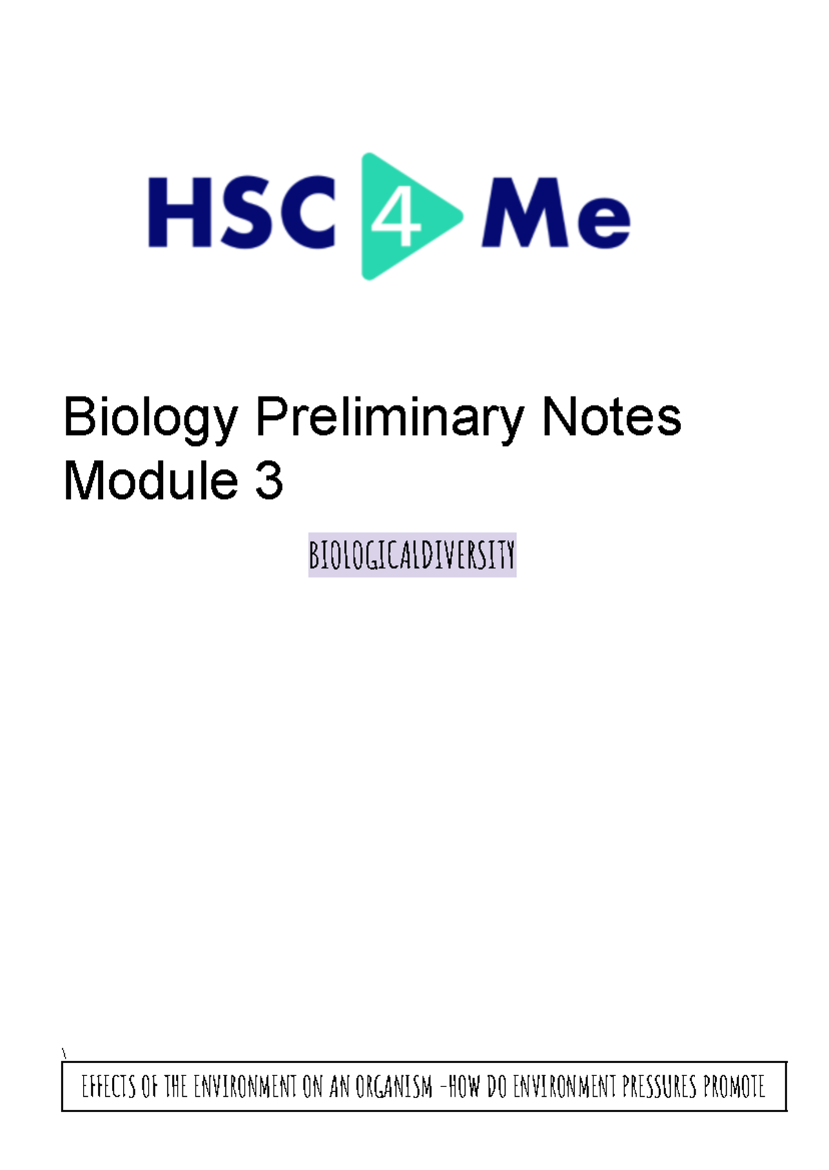 Biology Preliminary Notes Module 3 - Biology Preliminary Notes Module 3 ...