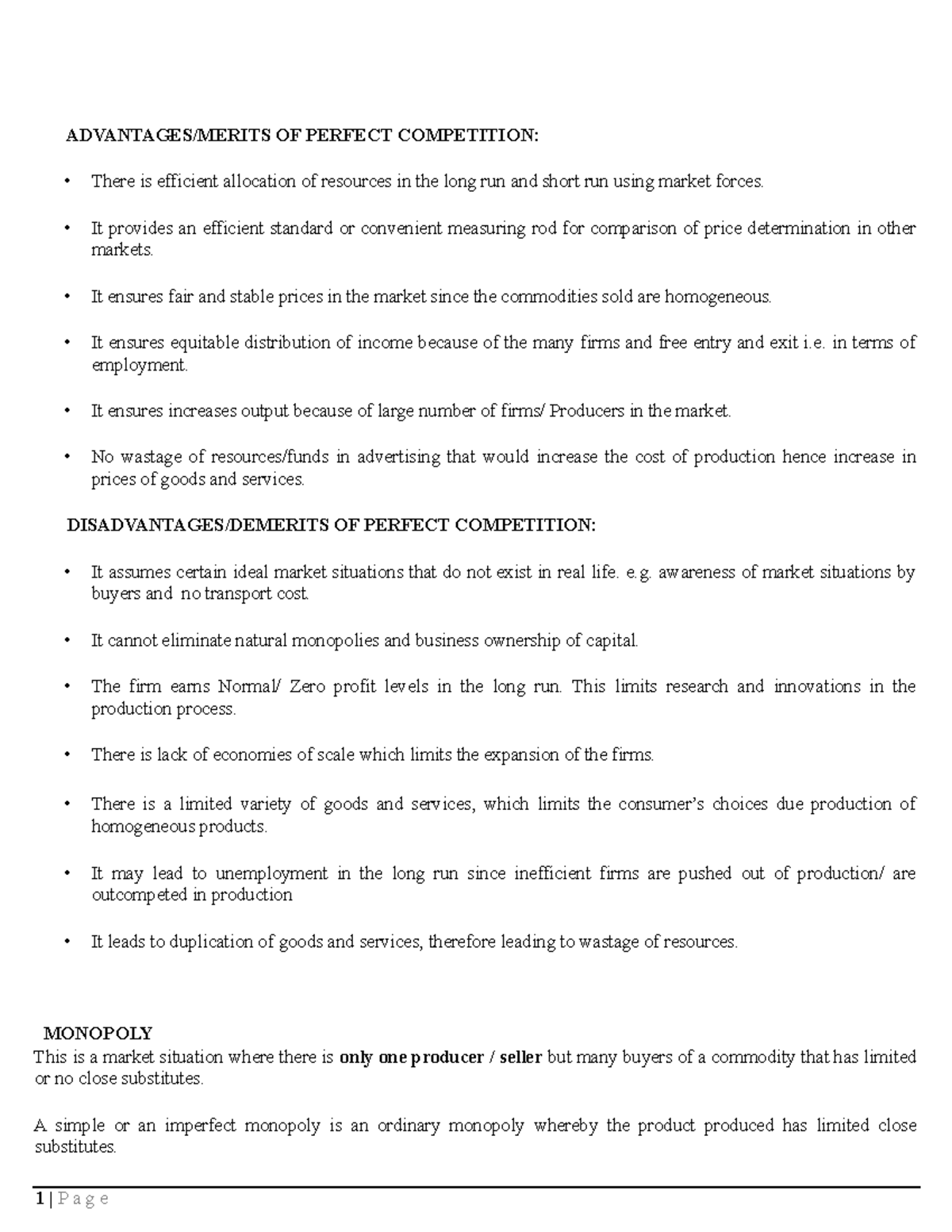 Market structures - econ - ADVANTAGES/MERITS OF PERFECT COMPETITION ...
