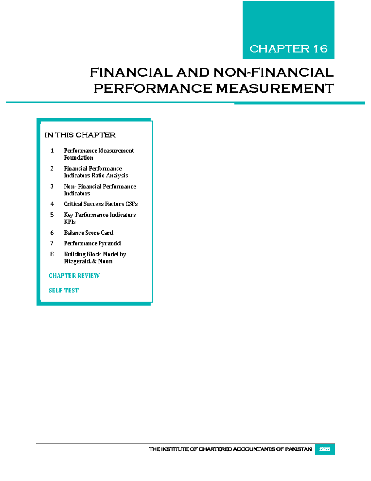 Performance Measurement - CHAPTER 16 FINANCIAL AND NON-FINANCIAL ...