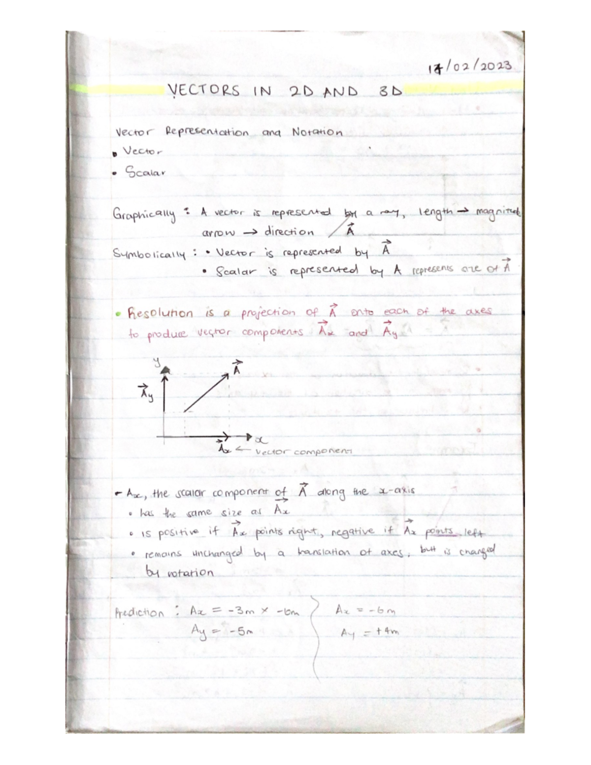 M1 Vectors - Notes - VECTORS IN 2D AND 3D Vector Representation and ...